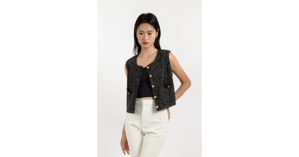 TOP : Morgan Button Vest - Black by KEI MAG