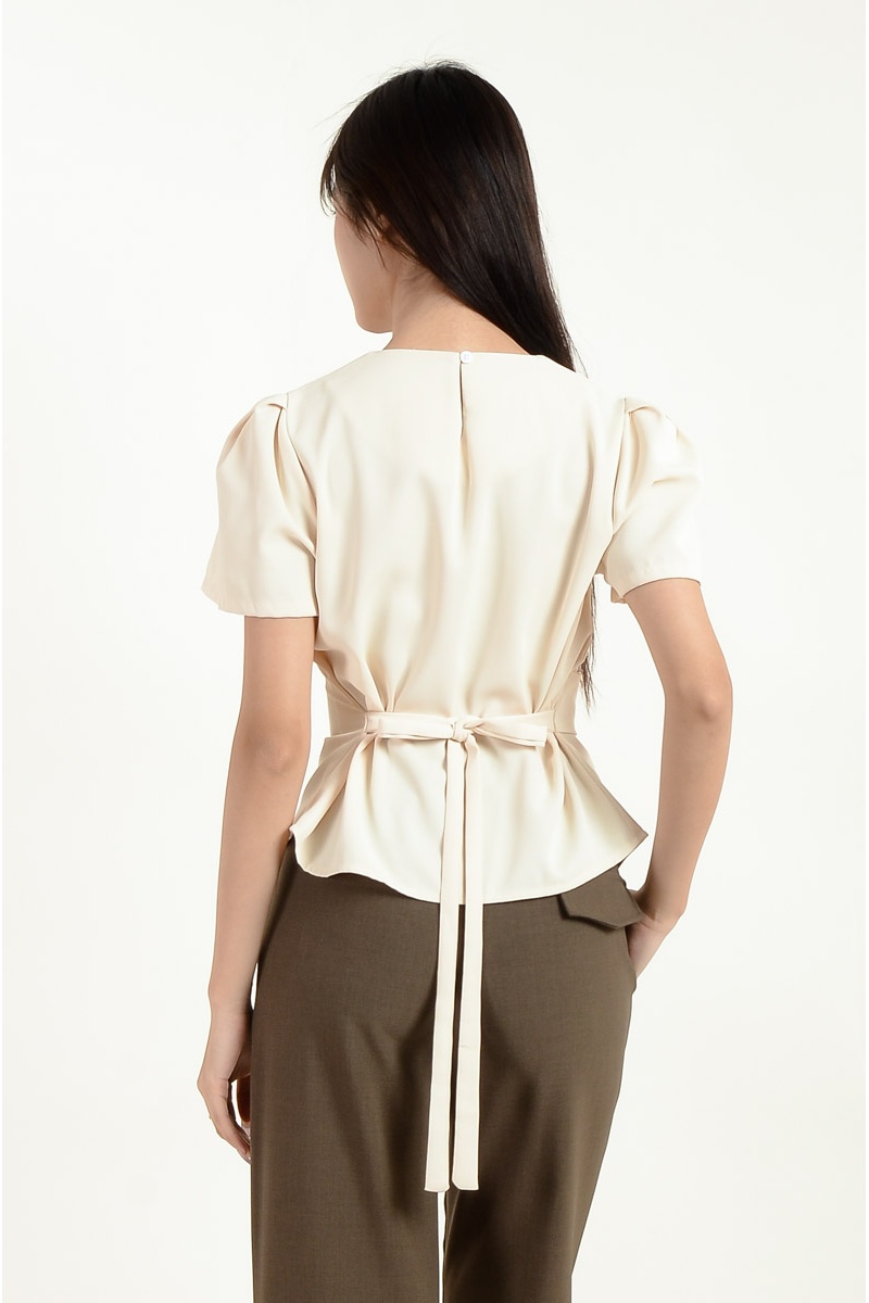 TOP : Gloria Peplum Top - Beige by KEI MAG